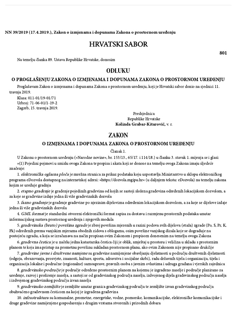 Zakon o Izmjenama I Dopunama Zakona o Prostornom Uređenju | PDF