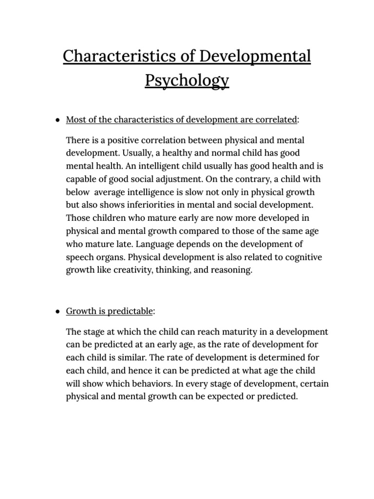 Characteristics of Developmental Psychology | PDF | Wellness
