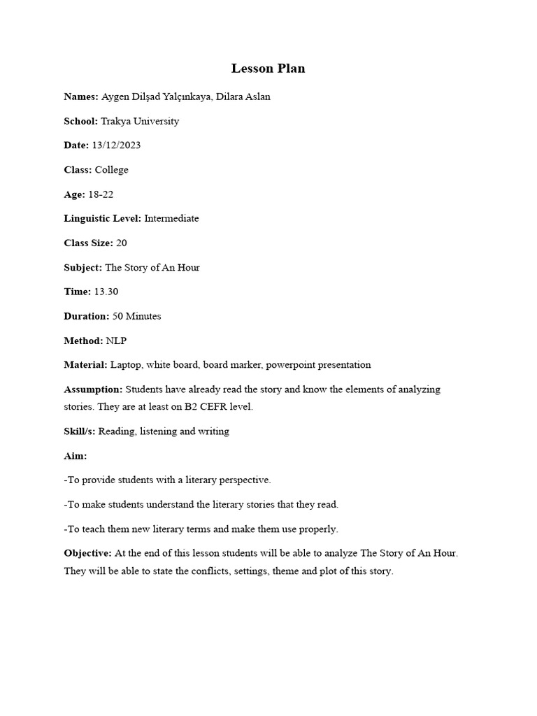 The Story of An Hour | PDF