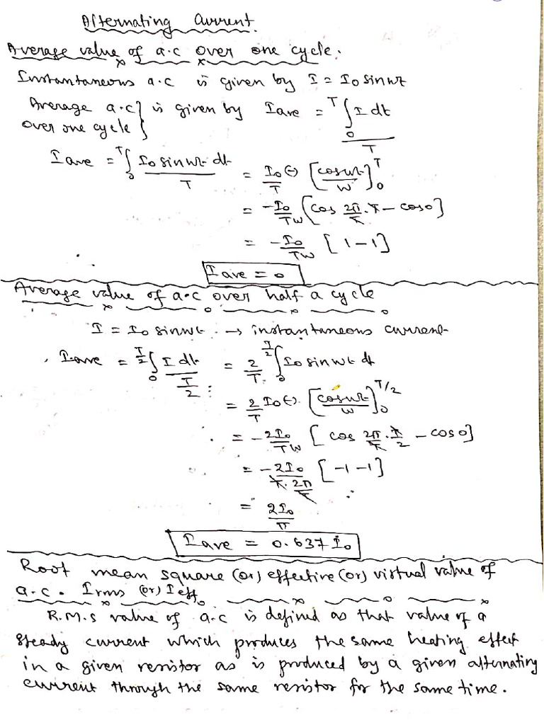 Alternating Current Notes | PDF