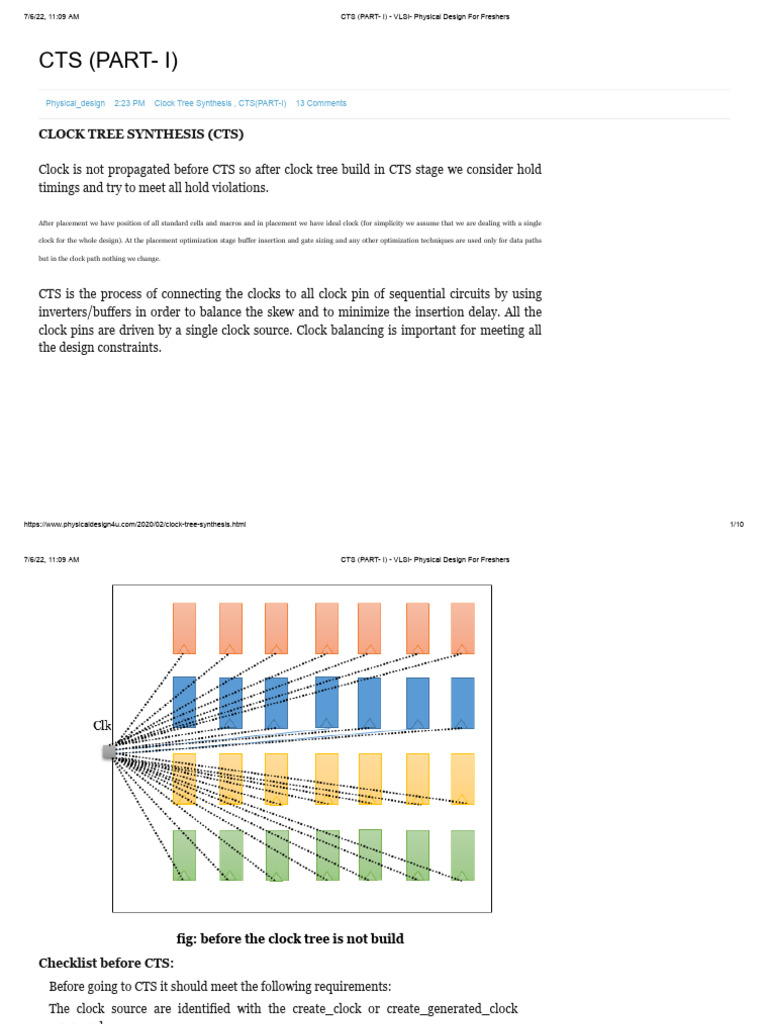 CTS (PART - I) - VLSI - Physical Design For Freshers | PDF | Technology ...