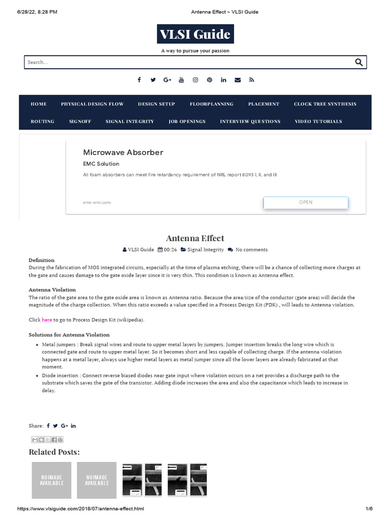 Antenna Effect - VLSI Guide | PDF