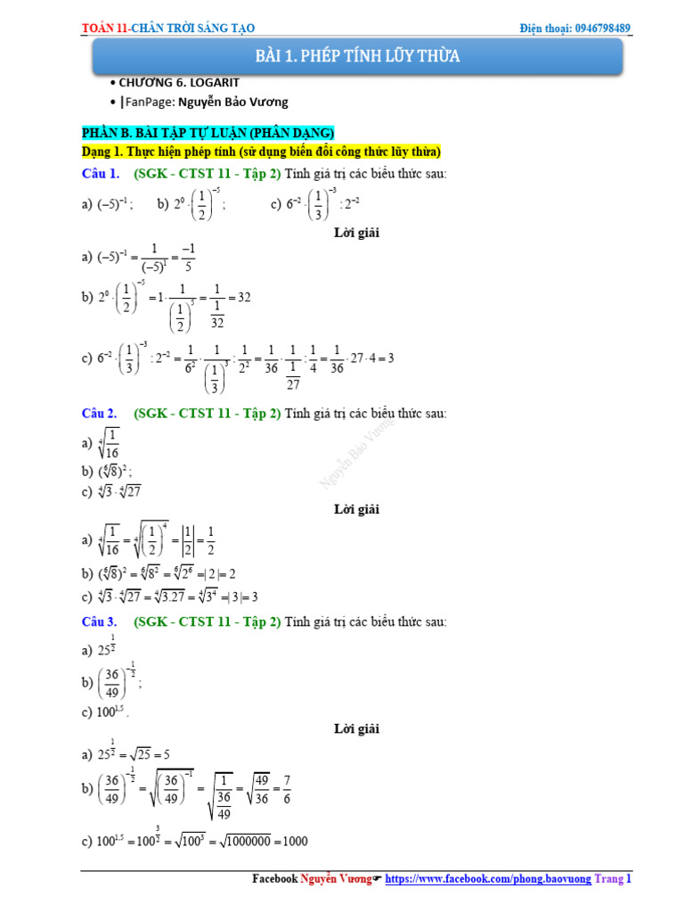 Bai-1-Phep Tinh Luy Thua - DA | PDF