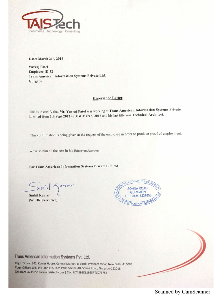 Experience Letter | PDF