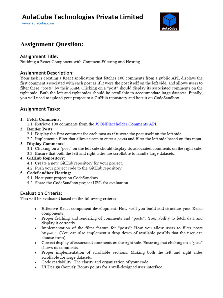 FD Internship Assignment Question | PDF