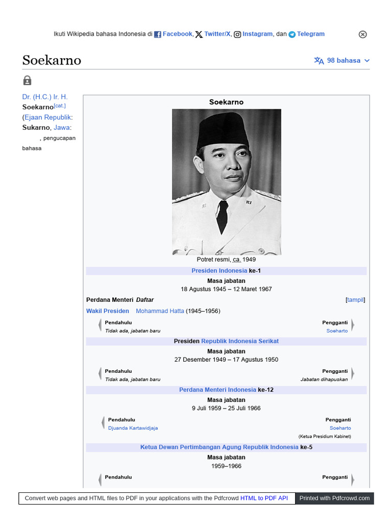 Biografi Presiden Soekarno | PDF