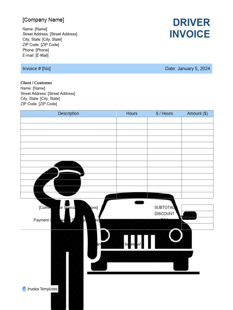 Driver Invoice Template Word Excel PDF | PDF