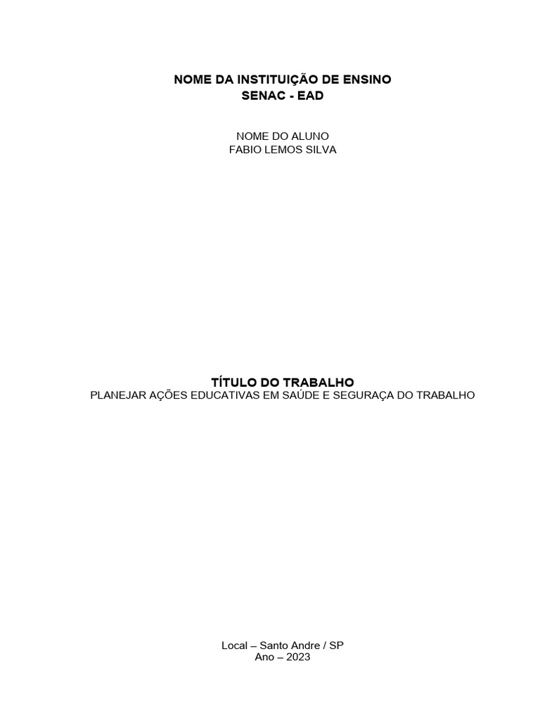 TST UC 10 Modelo - Atividade 02 | PDF