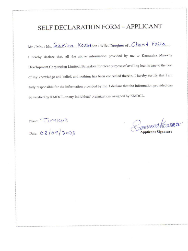 Applicante Declaration | PDF