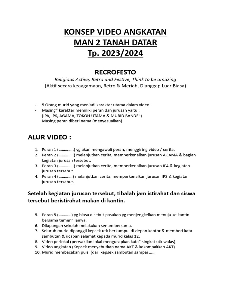 Konsep Video Angkatan | PDF