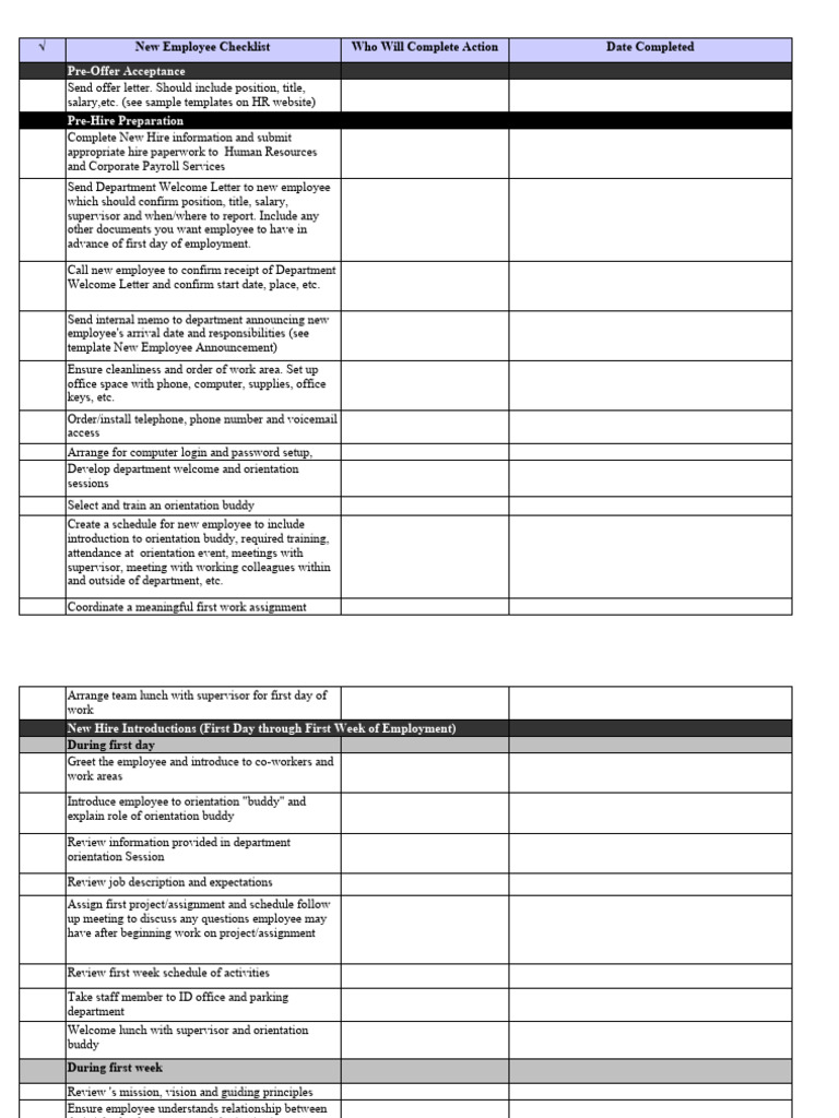 Onboarding New Employee Checklist | PDF