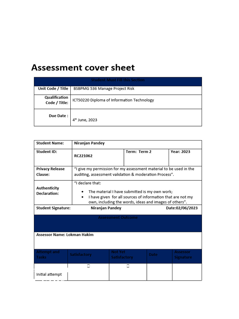 BSBPMG536 Student Assessment Tasks 26-03-21 | PDF