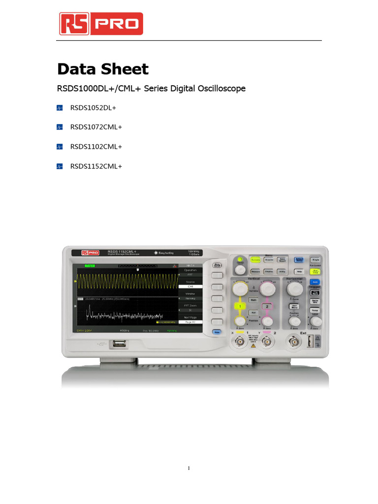 Data Sheet: RSDS1000DL+/CML+ Series Digital Oscilloscope | PDF
