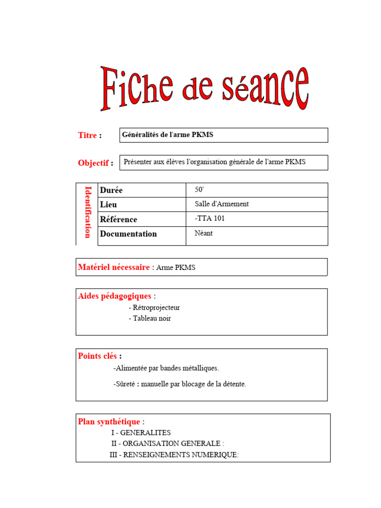 6 P.K.M.S Généralités de L'arme Pkms | PDF