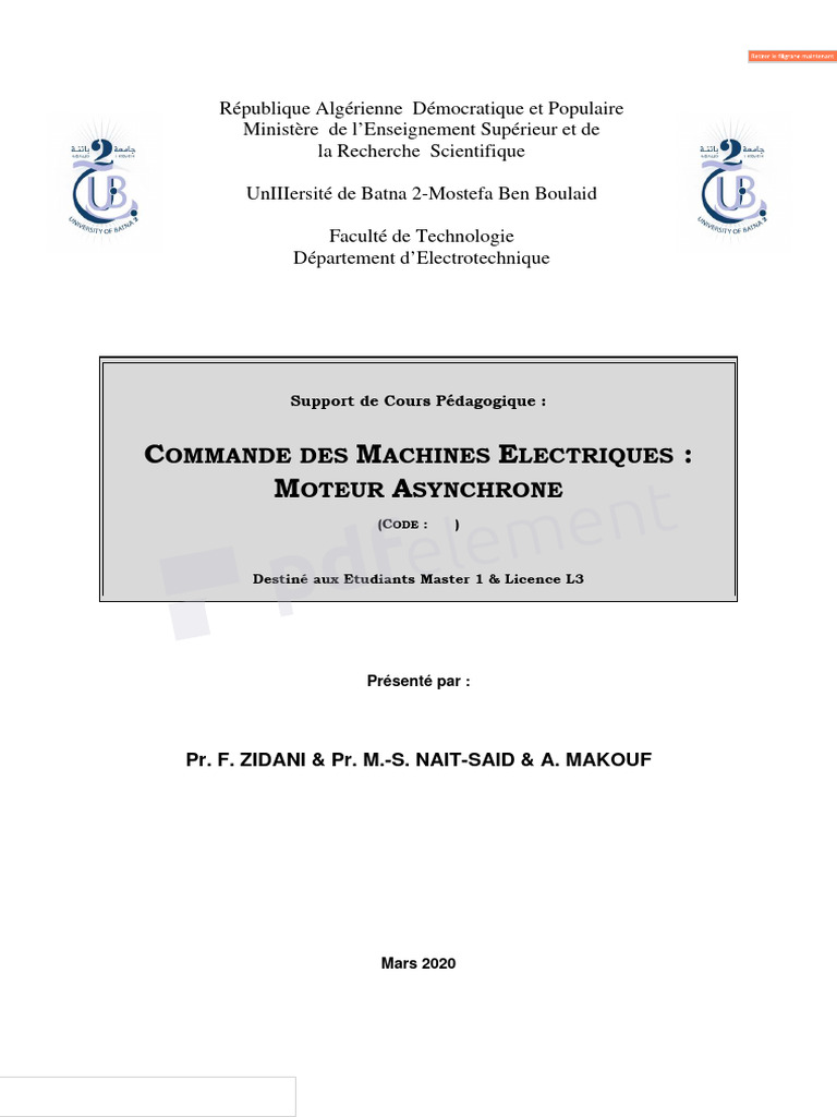 Commande Vectorielle des Moteurs Asynchrones | PDF