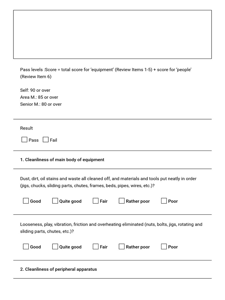 Autonomous Maintenance (AM) Checklist | PDF