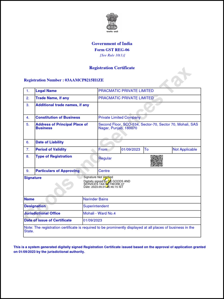 Registration Certificate | PDF