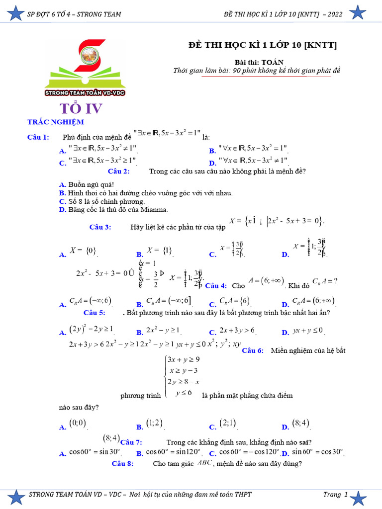 TỔ 4 ĐỢT 6 ST ĐỀ CK1 KHỐI 10 KNTT | PDF