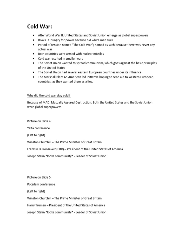 Final Exam Revision Sheet | PDF | Vietnam War | Cold War