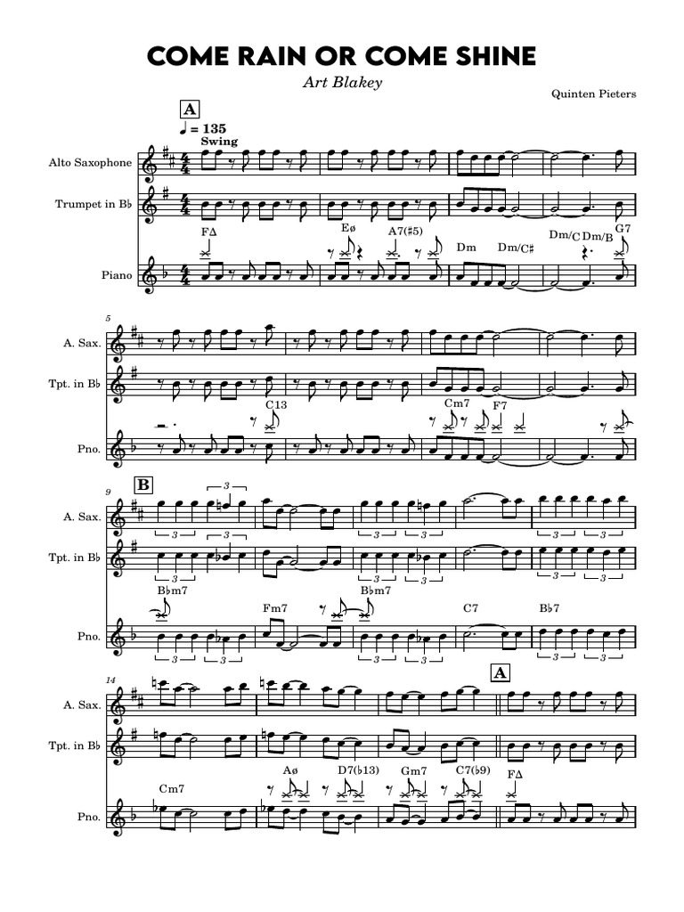 Come Rain Or Come Shine - Art Blakey version | PDF