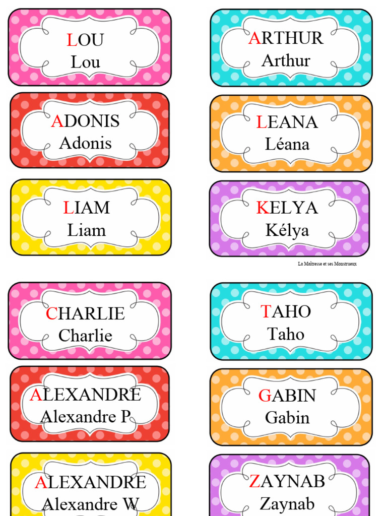 Etiquettes Prénom Rentrée | PDF
