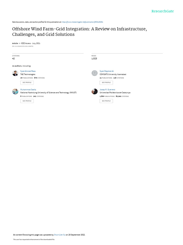 88.offshore Wind Farm-Grid Integration A Review On Infrastructure ...