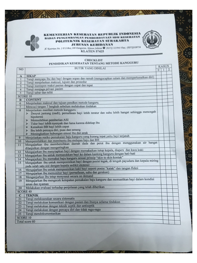 Checklist Metode Kanguru | PDF