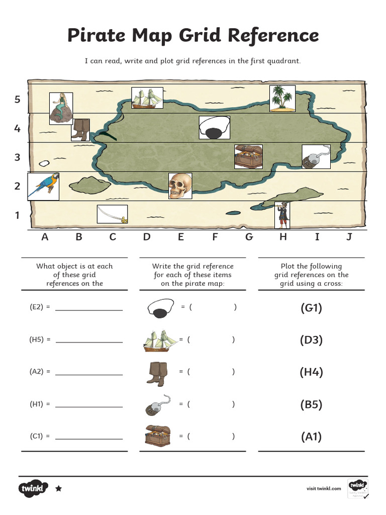t2 M 4870b Teaching Grid Reference Pirate Map Editable | PDF