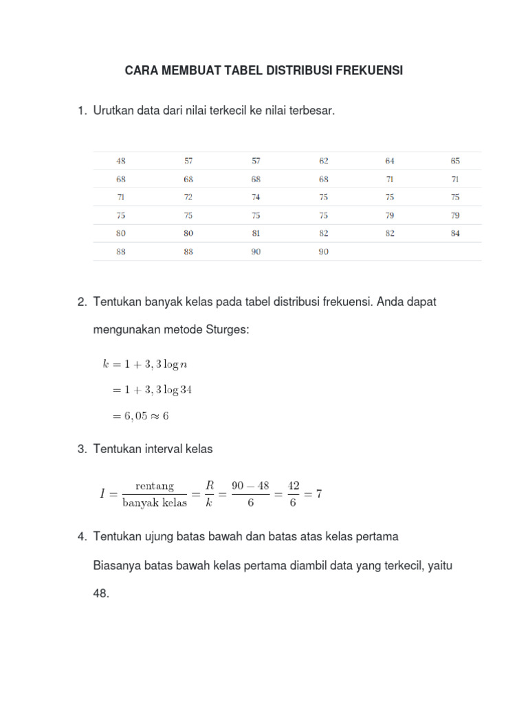 Cara Membuat Tabel Distribusi Frekuensi | PDF | Metode & Bahan Ajar