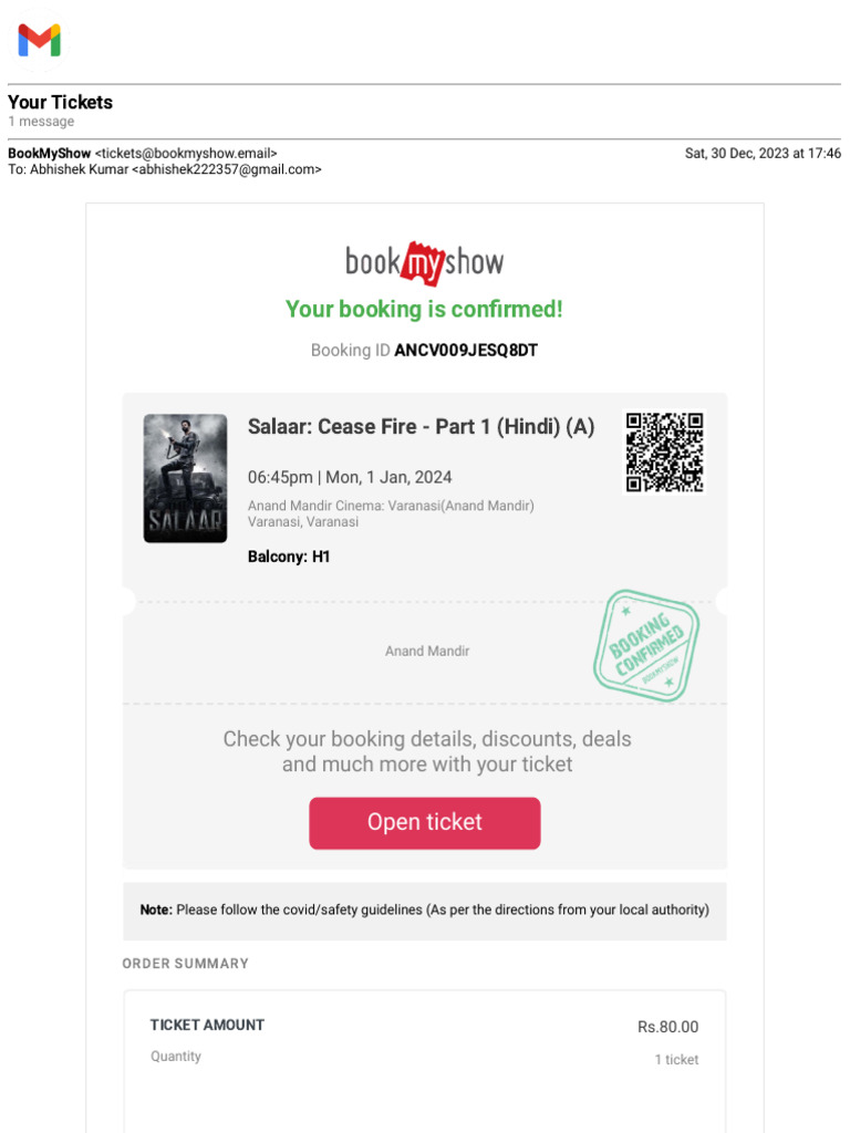 Gmail - Your Tickets | PDF