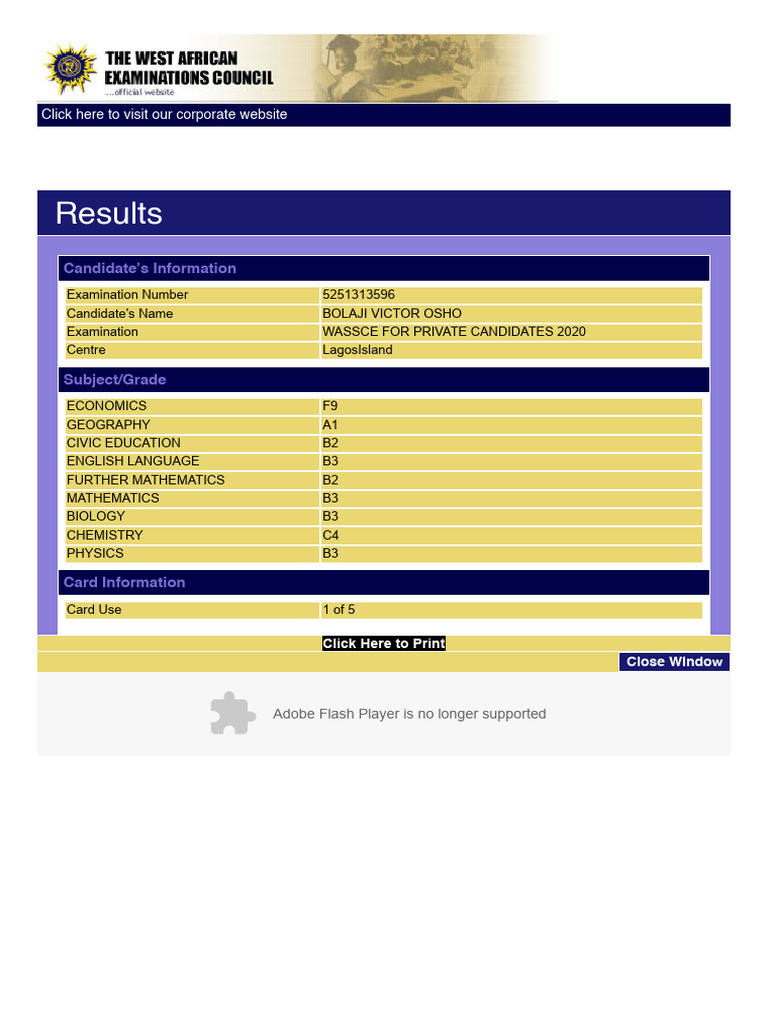WAEC Results | PDF