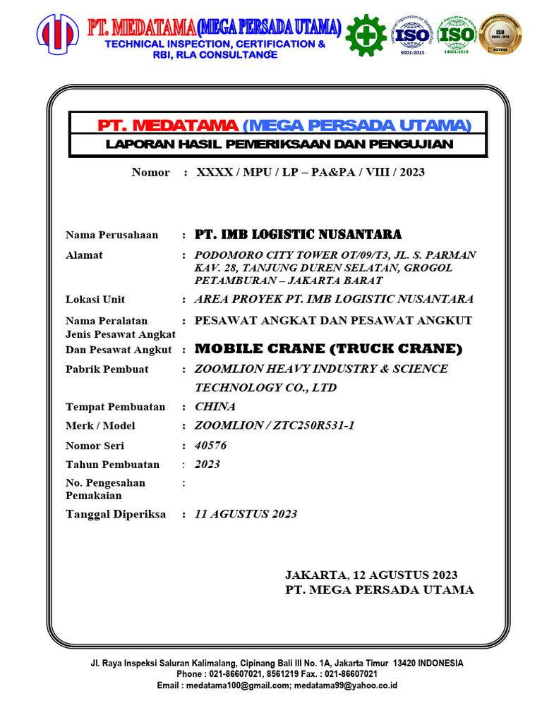 Pt. Medatama: (Mega Persada Utama) | PDF