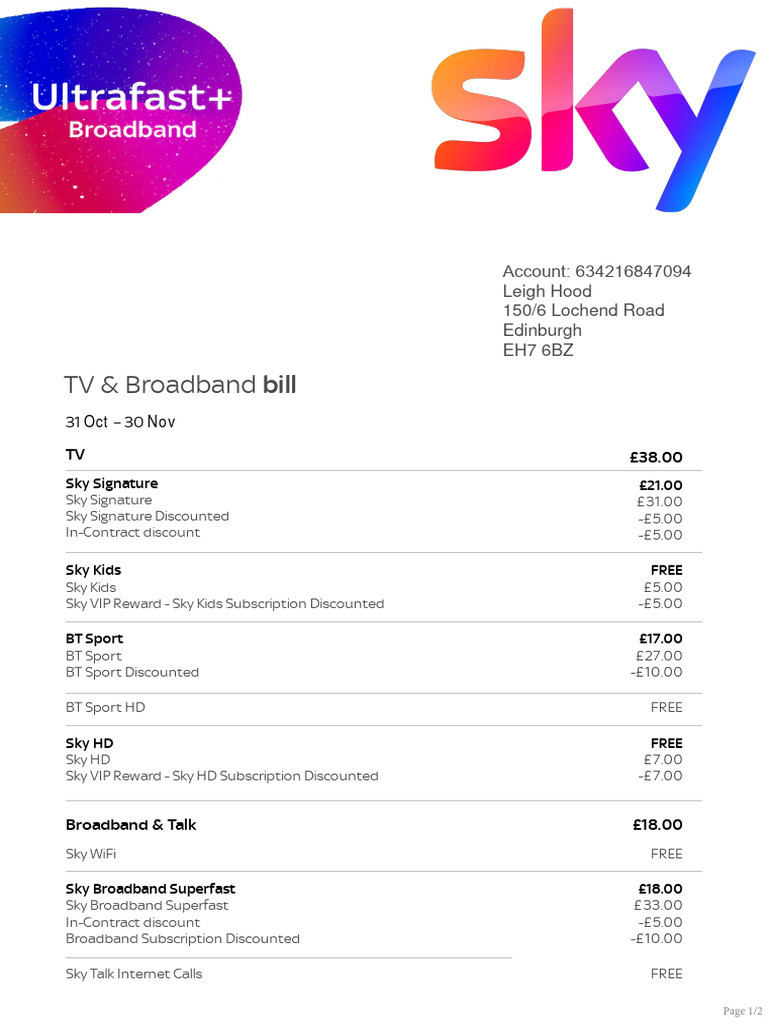 TV & Broadband Bill | PDF | Information And Communications Technology | Internet