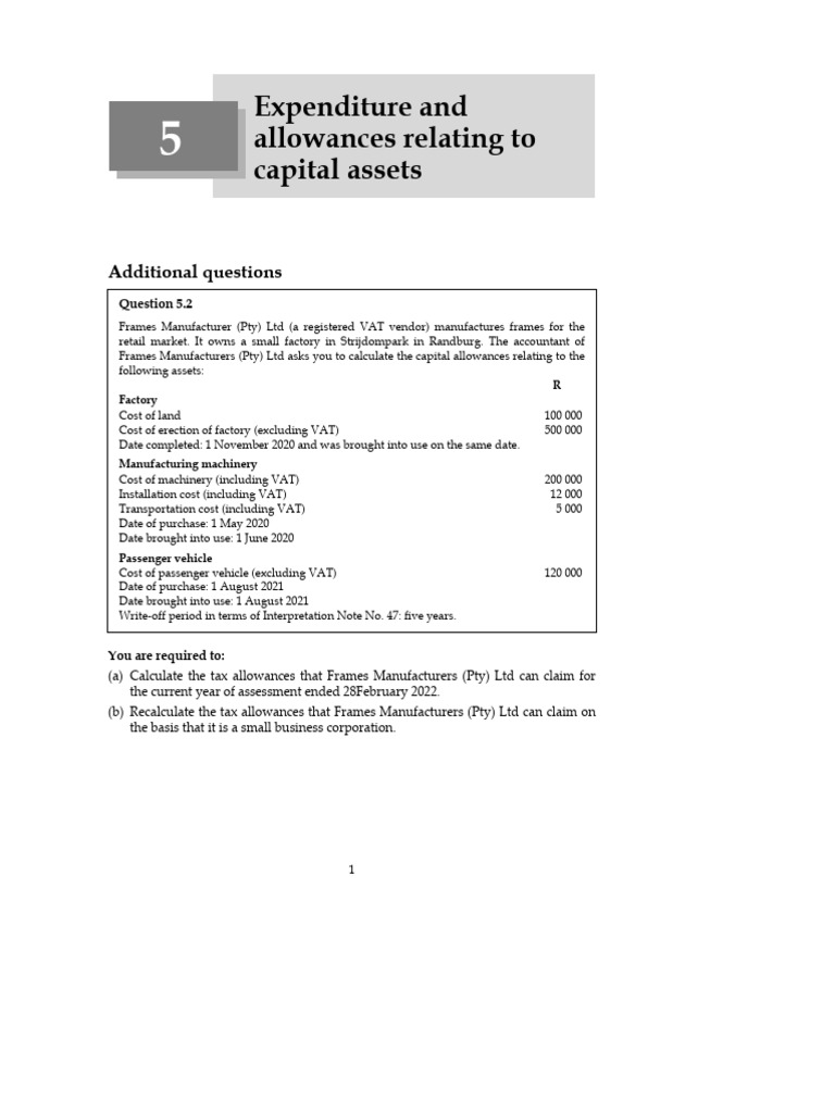 04 BA Chapter 5 Capital Assets Additional Questions 2022 | PDF | Technology & Engineering