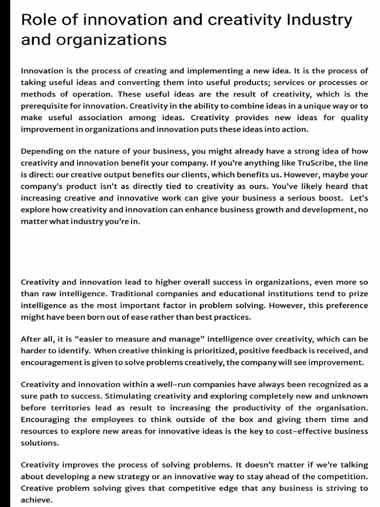 Enhancing Business Through Creativity | PDF | Business