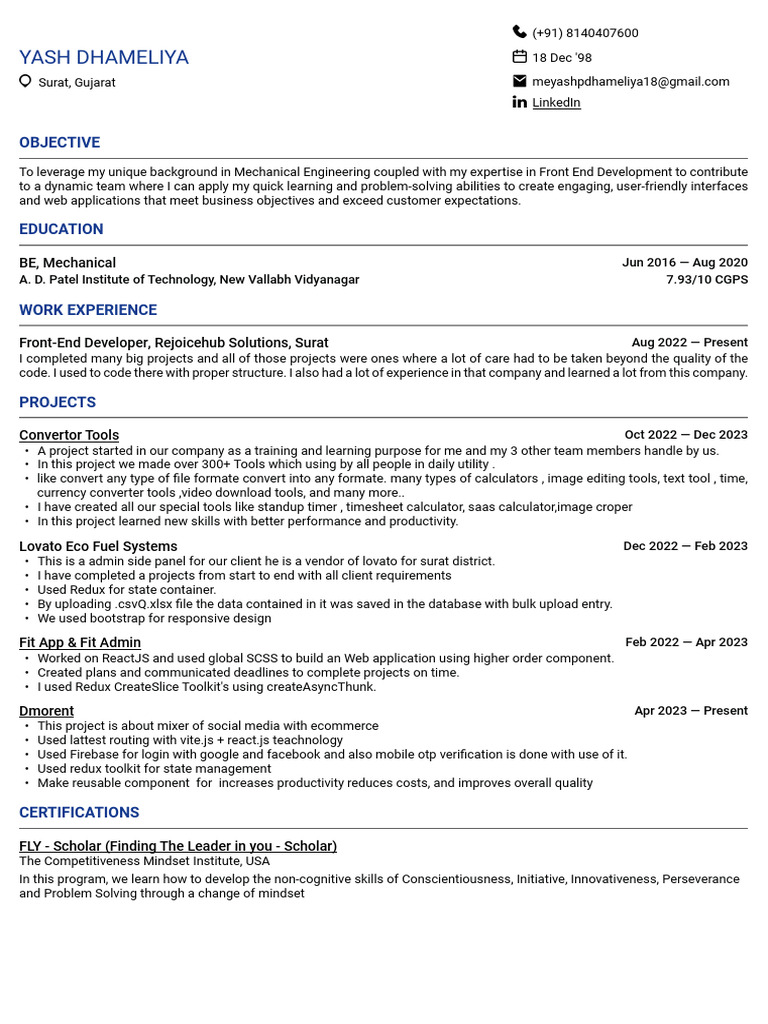 Front-End Developer Resume | PDF | Art | Computers
