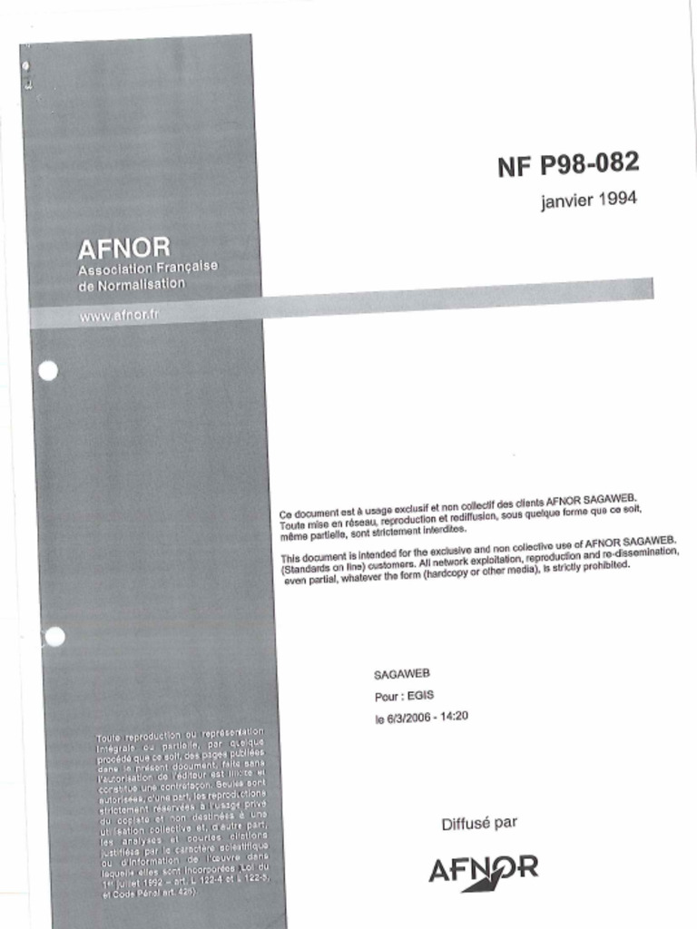 NF P 98-082 Trafic | PDF