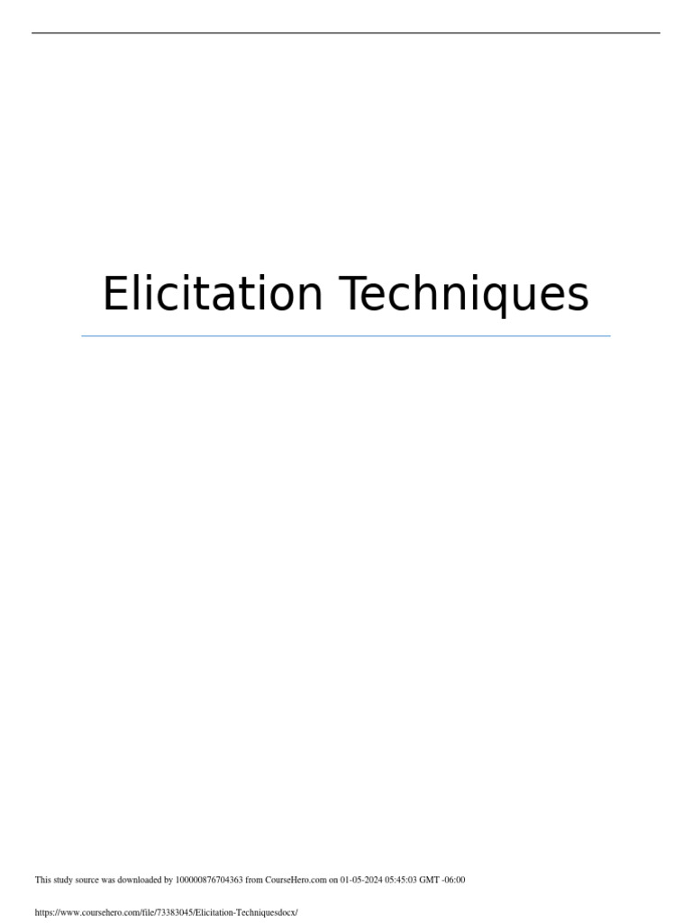 Elicitation Techniques | PDF | Human Communication | Cognition