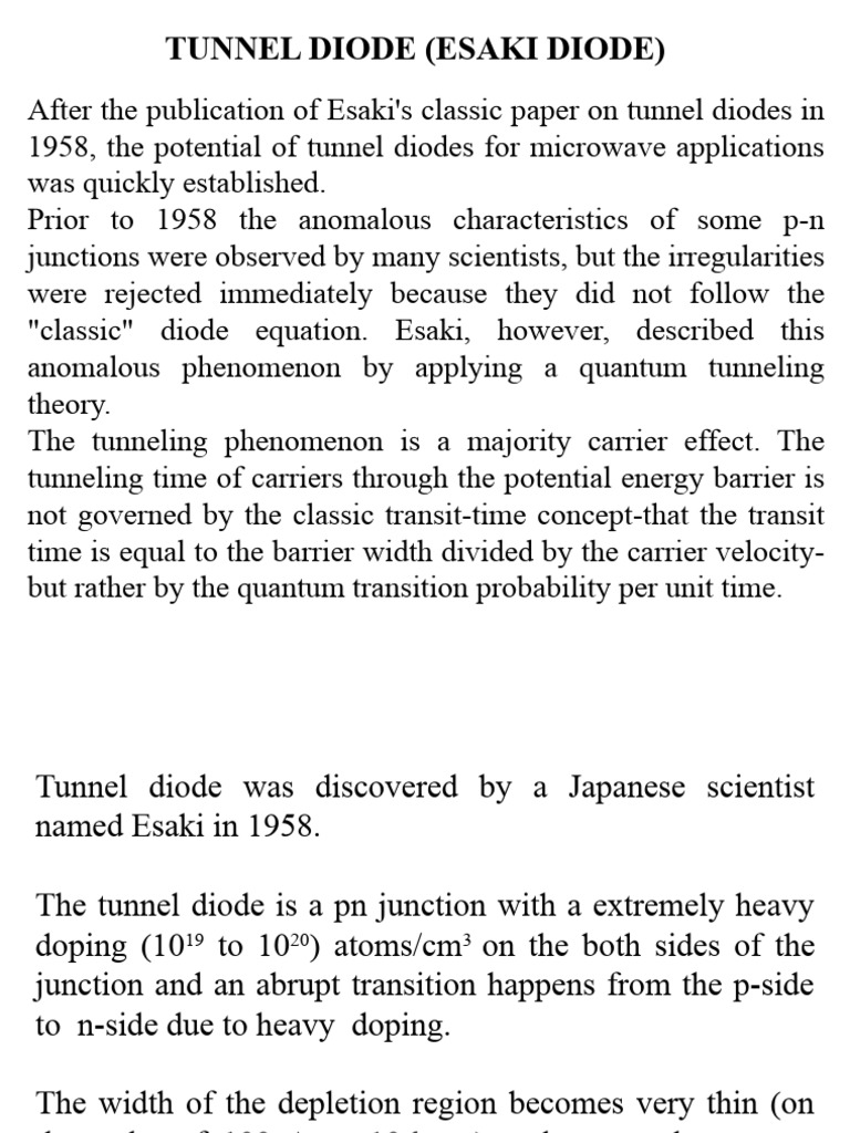 Tunnel Diode | PDF | Quantum Tunnelling | Diode