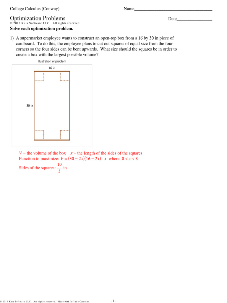 Calculus Optimization Problems | PDF