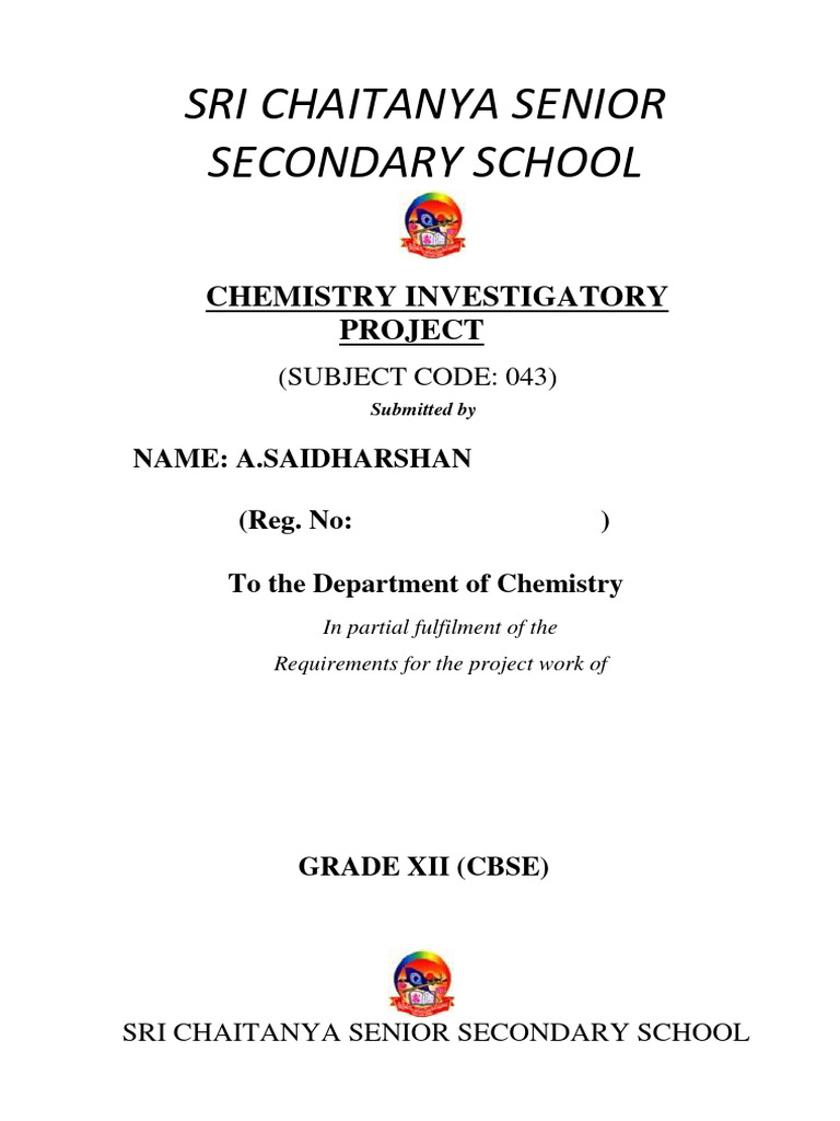 12th Project Front Pages - Chem FINAL | PDF