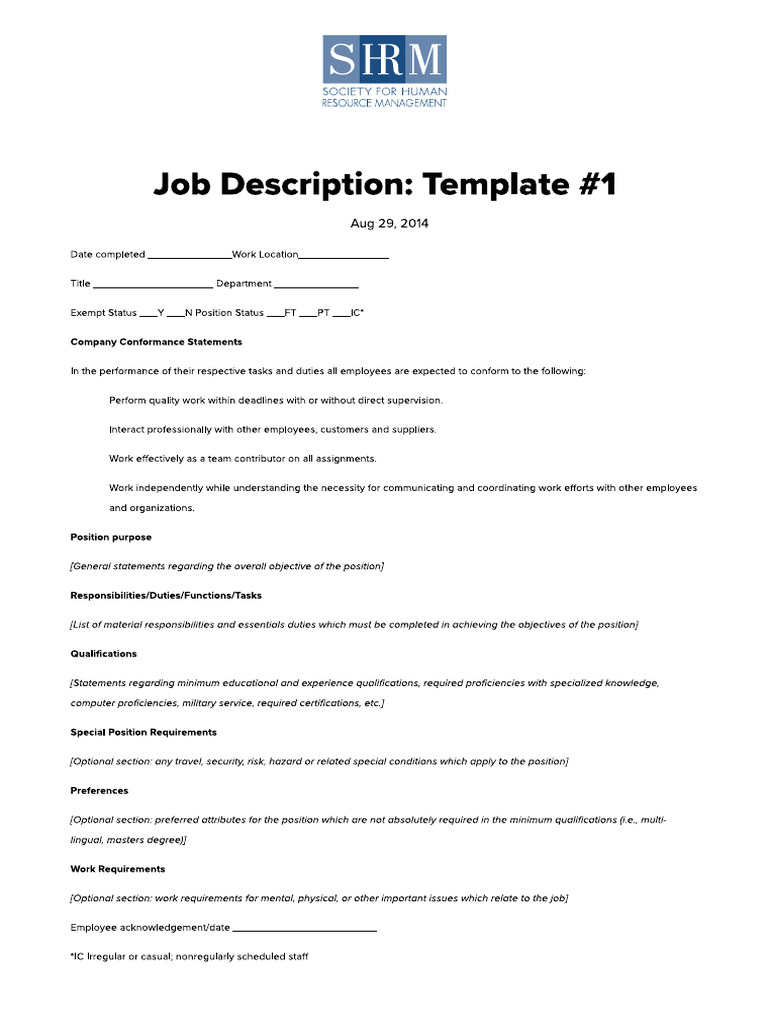 Job Description - Template #1 | PDF
