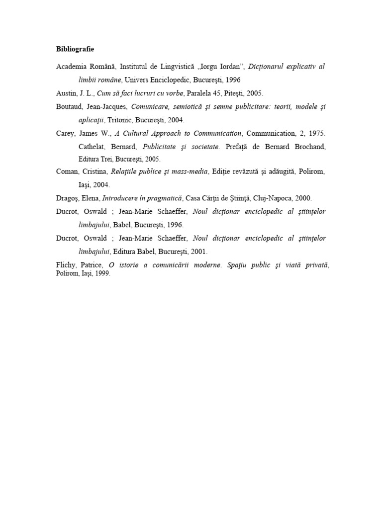 Bibliografie Lista | PDF