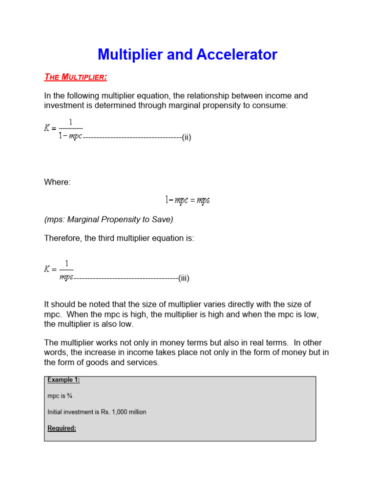 Multiplier and Accelerator | PDF