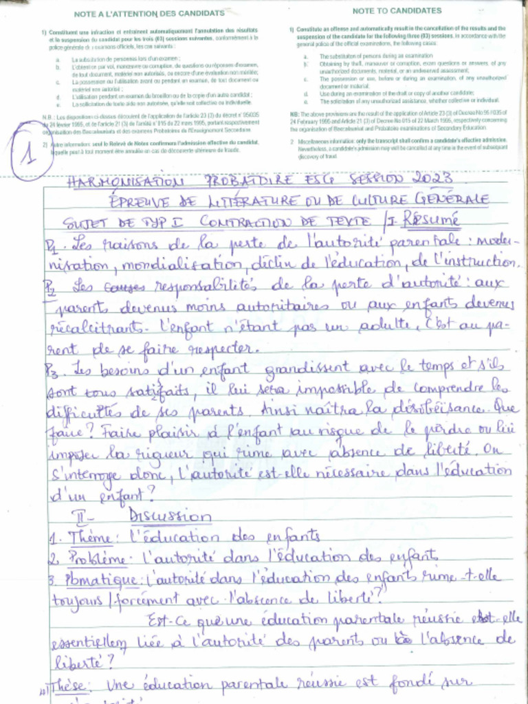 Proposition Corrigé Litterature | PDF