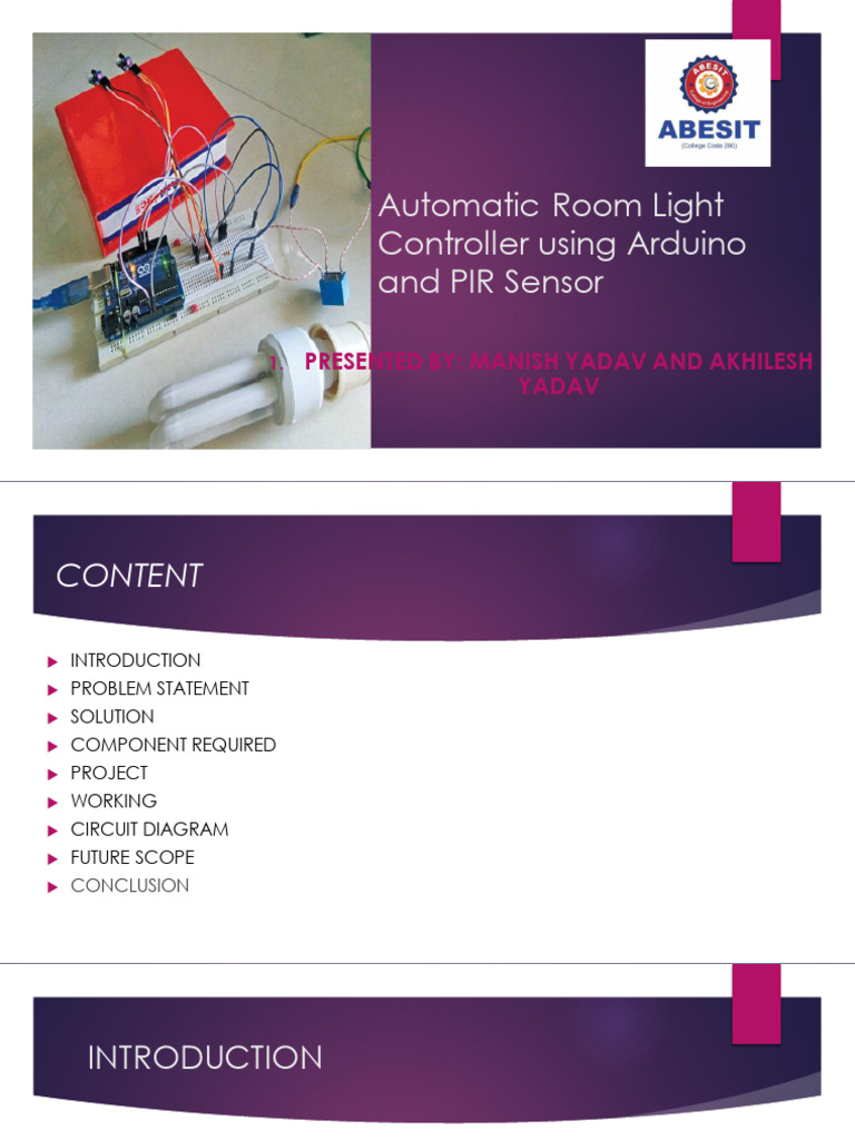 Automatic Room Light Controller Using Arduino and PIR2 | PDF | Electricity | Electrical Engineering