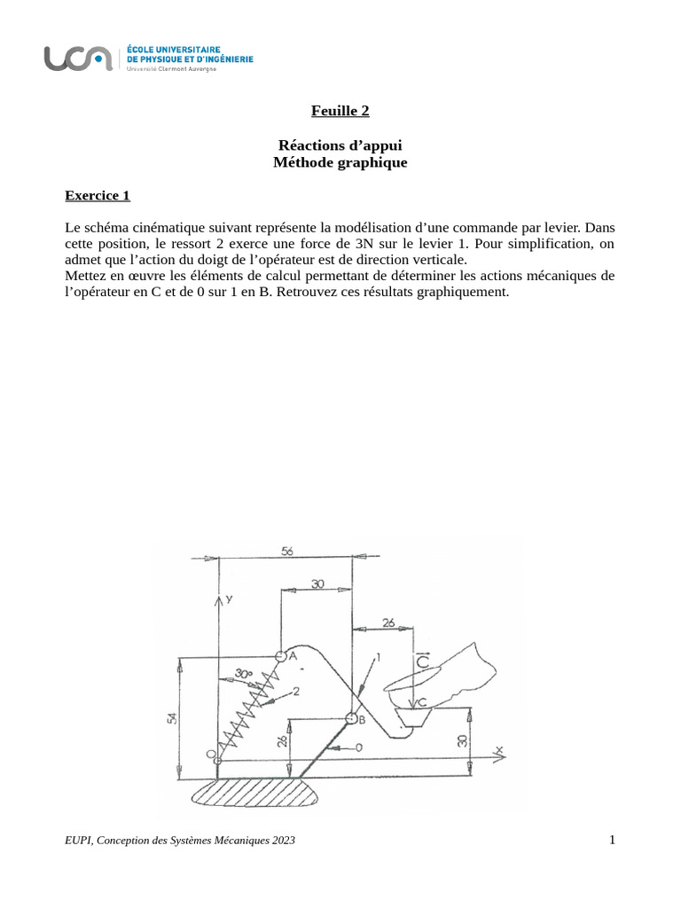 Feuille 2 Réactions D'appui Méthode Graphique: Exercice 1 | PDF