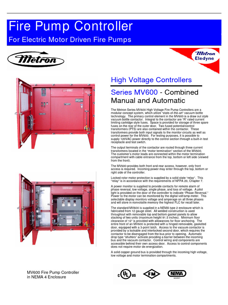 MV600 Electric Motor Driven Fire Pumps | Download Free PDF | Fuse ...