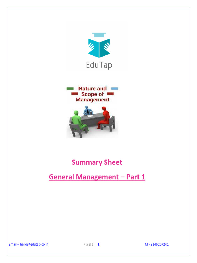 Summary Sheet - General Management Part 1 Lyst7604 | PDF | Career & Growth