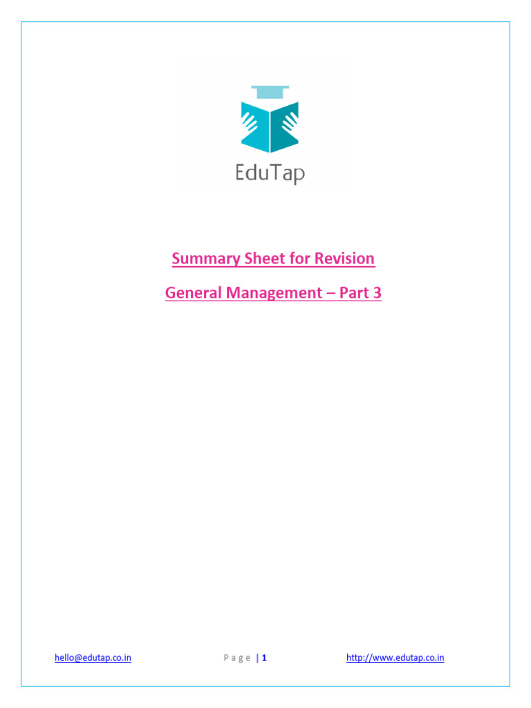 Summary Sheet - General Management | PDF